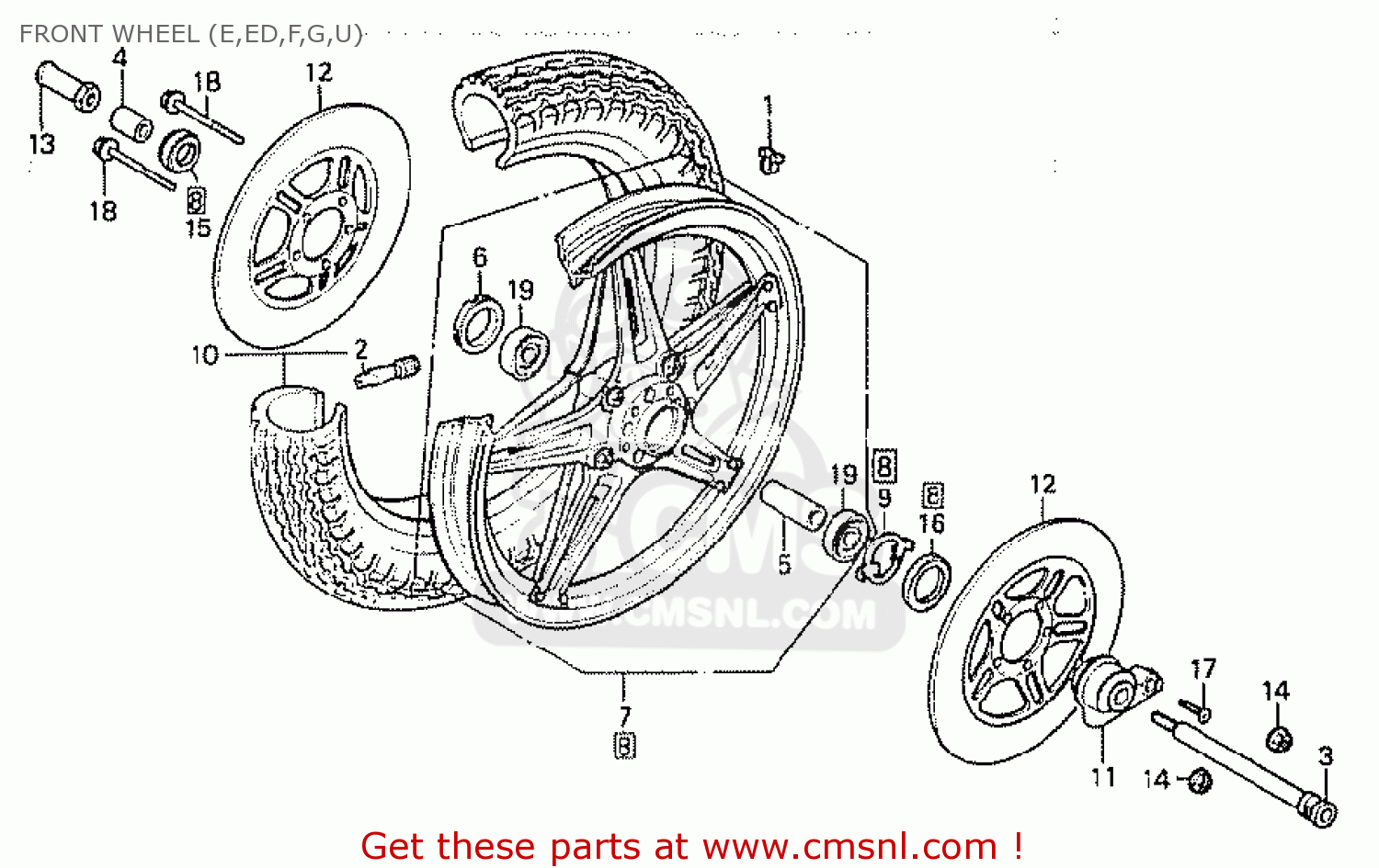 Honda CB750K 1980 (A) FOUR AUSTRALIA FRONT WHEEL (E,ED,F,G,U) - buy FRONT WHEEL (E,ED,F,G,U ...