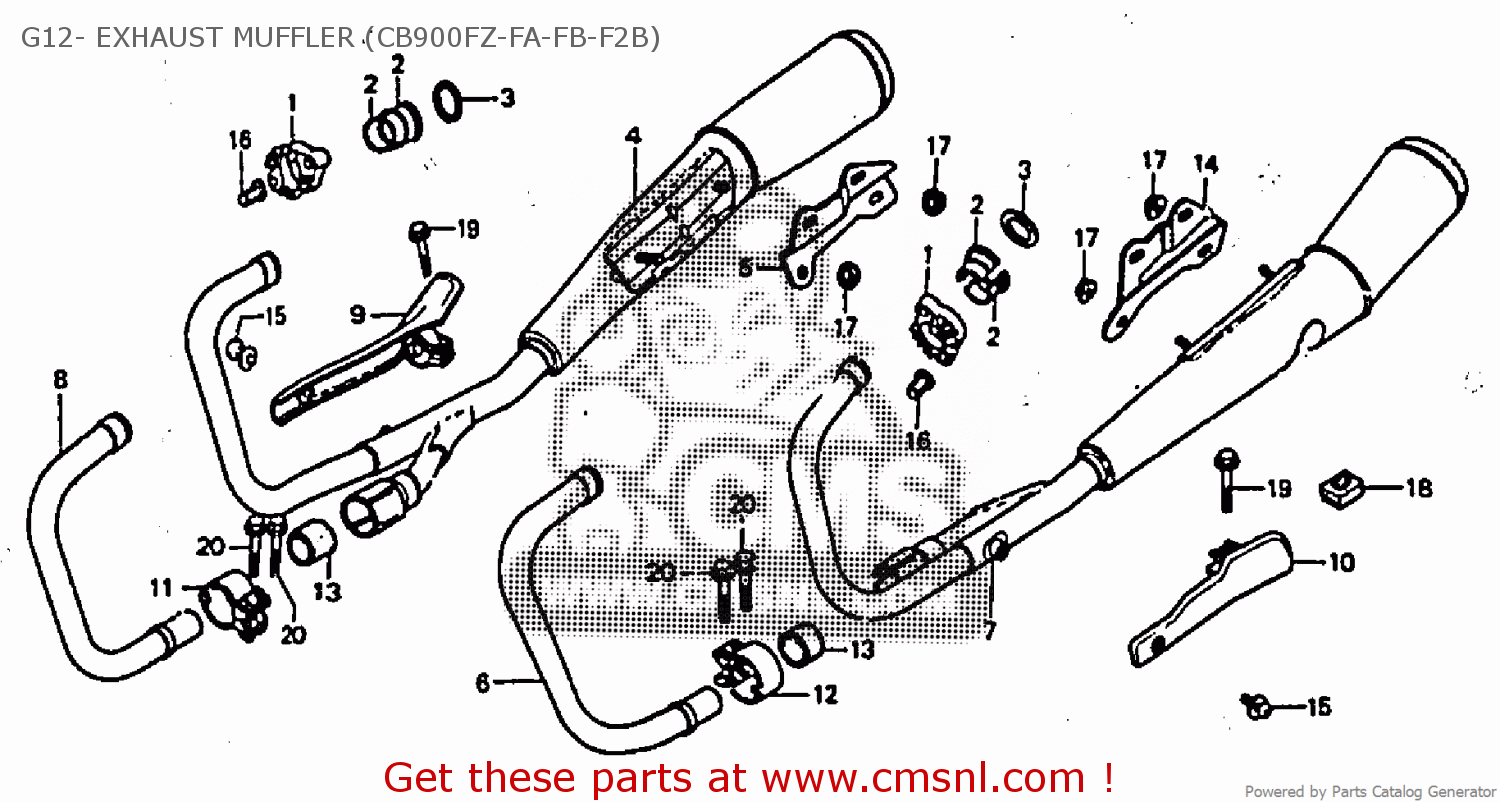 Honda CB900F 1981 (B) G12- EXHAUST MUFFLER (CB900FZ-FA-FB-F2B) - buy ...