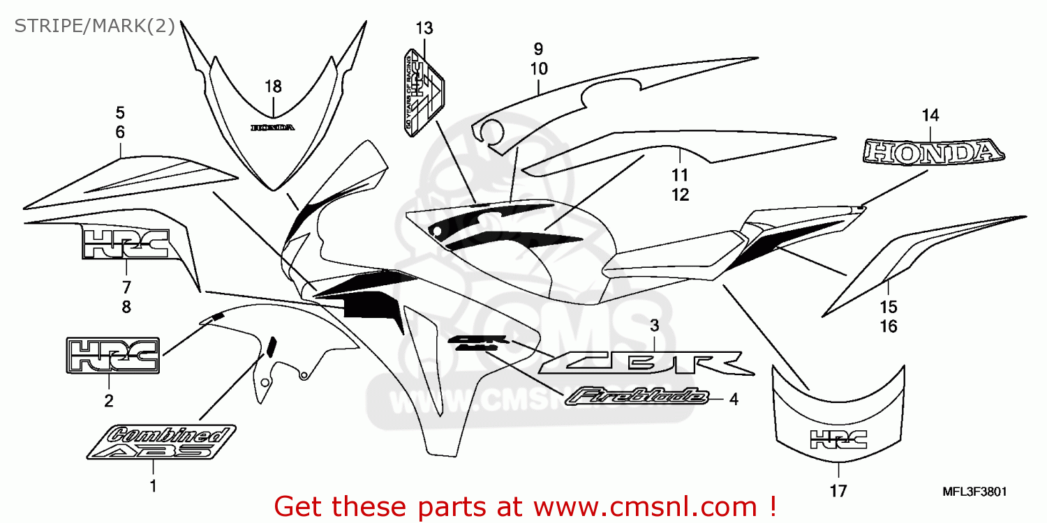 Honda CBR1000RA 2009 (9) FRANCE / TYPE 2 ABS CMF HRC MKH STRIPE/MARK(2 ...