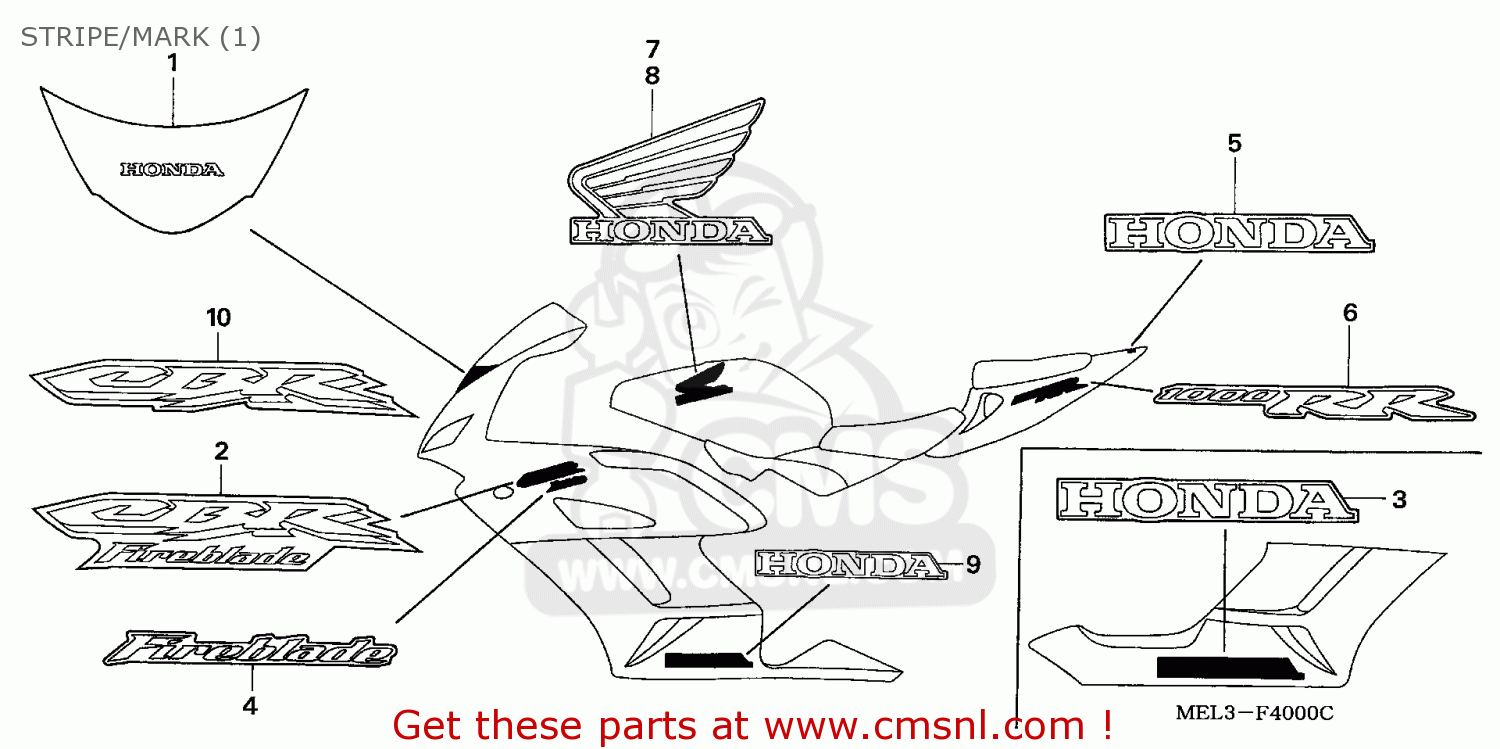 Honda CBR1000RR FIREBLADE 2005 (5) GERMANY / KPH STRIPE/MARK (1) - buy ...