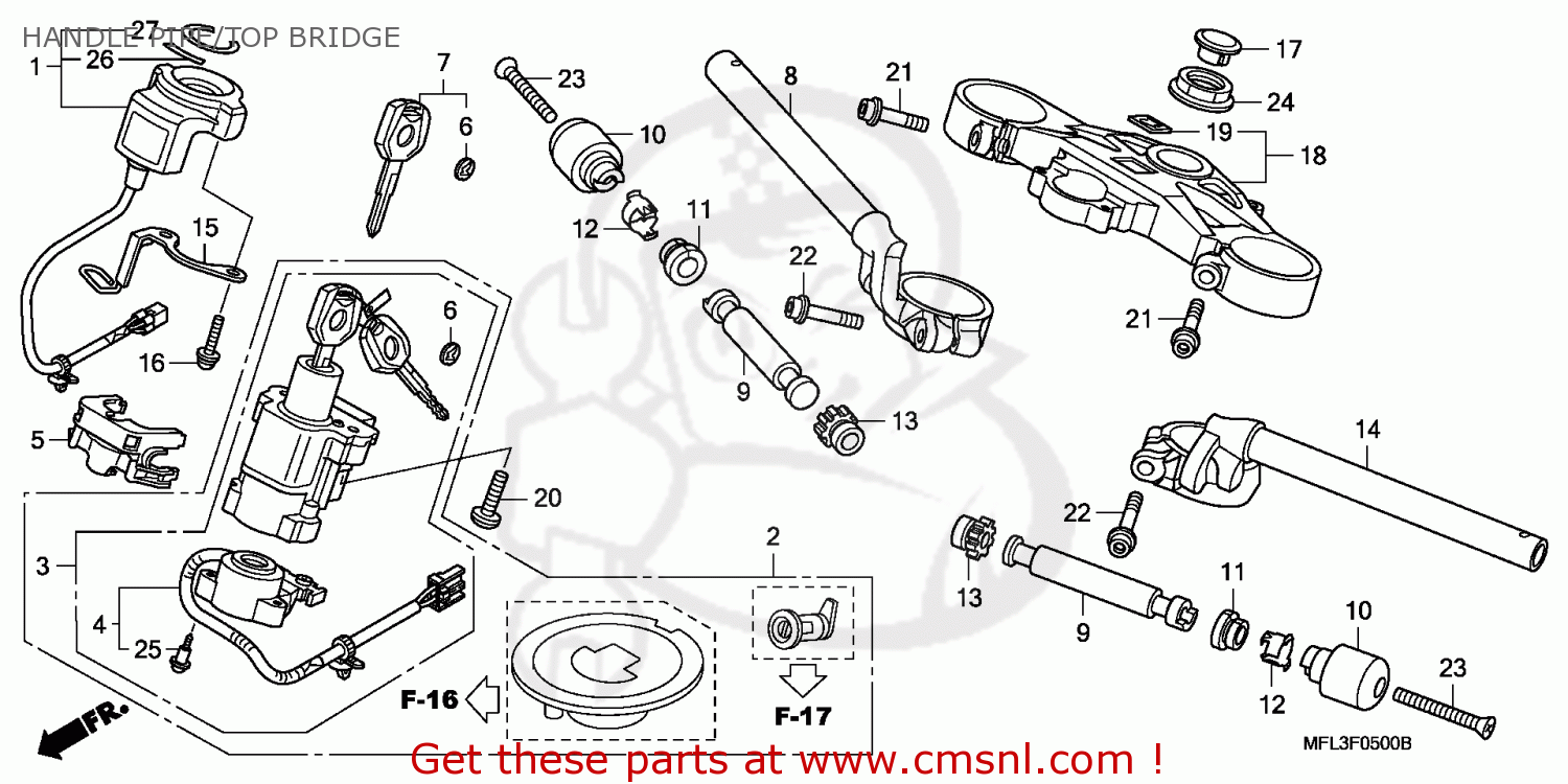 Honda CBR1000RR FIREBLADE 2008 (8) ENGLAND / MKH HANDLE PIPE/TOP BRIDGE ...