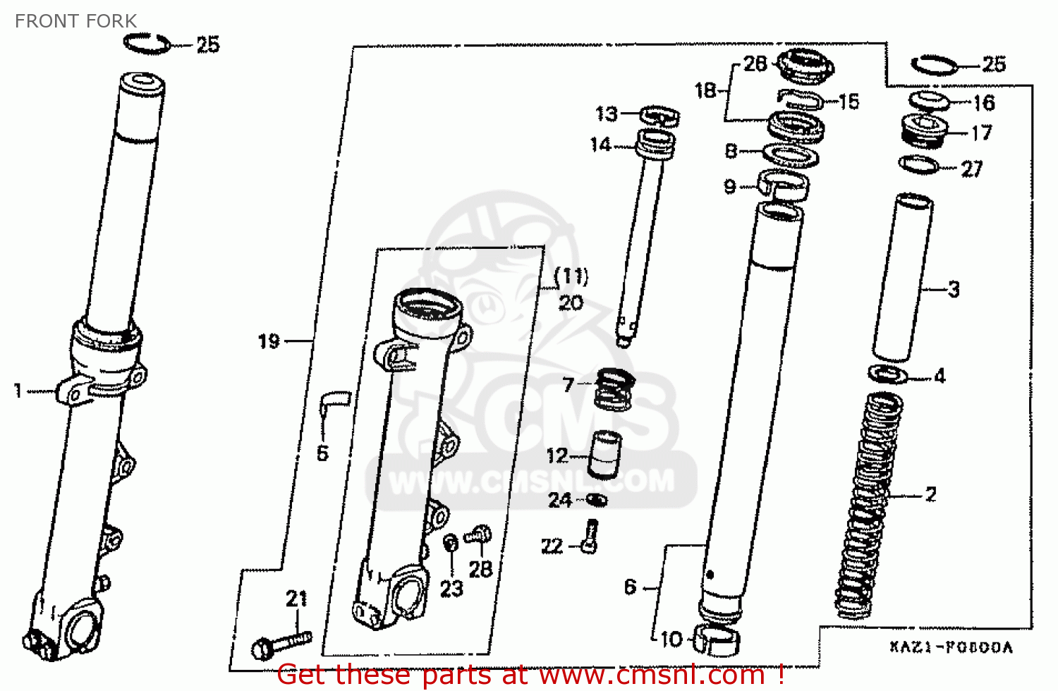 Honda CBR250RR MC22 1994 (R) JAPAN / TYPE 2 FRONT FORK - buy FRONT FORK ...