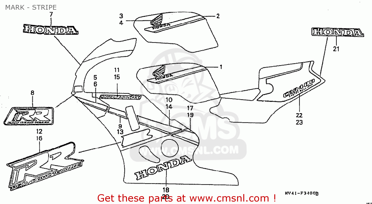 Honda CBR400RR 1990 (L) JAPANESE DOMESTIC / NC29-100 MARK - STRIPE ...