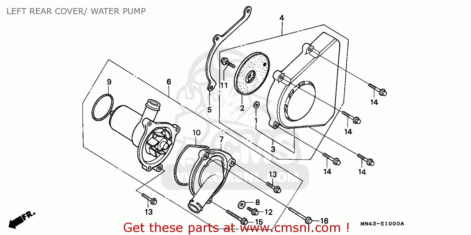 Honda CBR600F HURRICANE 1990 (L) FRANCE / KPH YB LEFT REAR COVER/ WATER ...