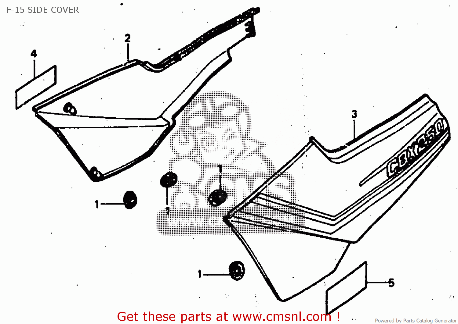 Honda CBX250RS 1984 (E) ENGLAND F-15 SIDE COVER - buy F-15 SIDE COVER ...