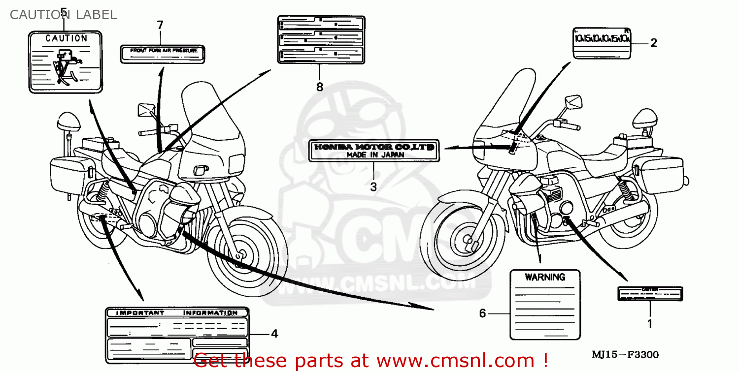 Honda CBX750P2 2001 (1) GENERAL EXPORT / KPH TYPE 6 PLB CAUTION LABEL ...
