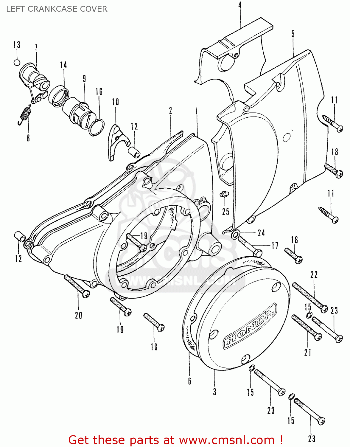 Honda CD175 A4 ENGLAND LEFT CRANKCASE COVER - buy LEFT CRANKCASE COVER ...