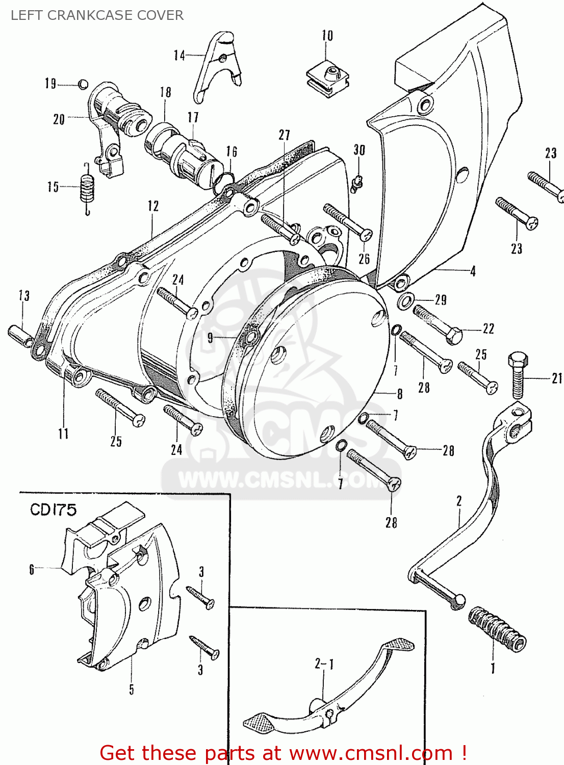 Honda CD175 K3 GENERAL EXPORT LEFT CRANKCASE COVER - buy LEFT CRANKCASE ...