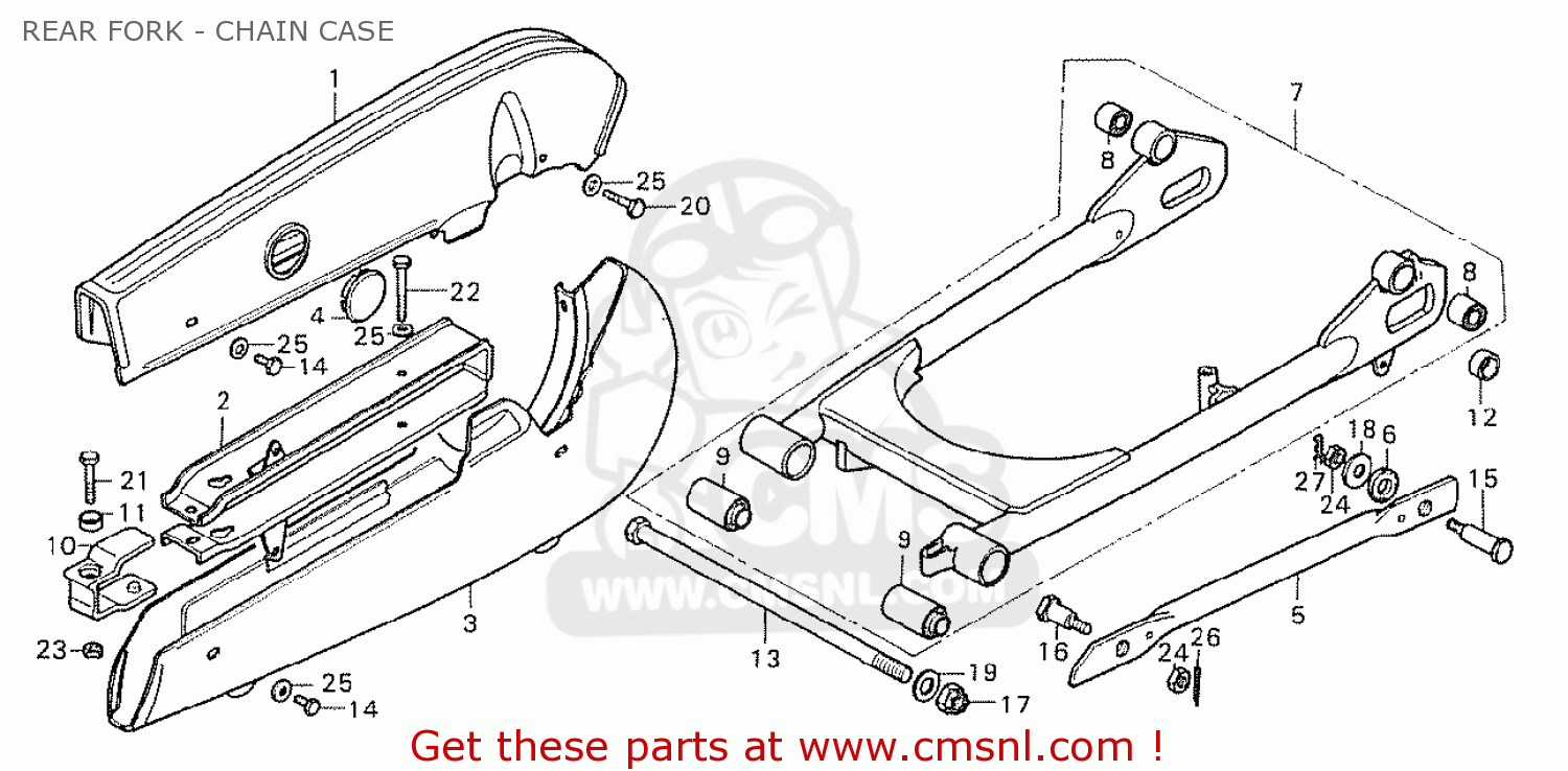 Honda CD175 K5 GENERAL EXPORT REAR FORK - CHAIN CASE - buy REAR FORK ...