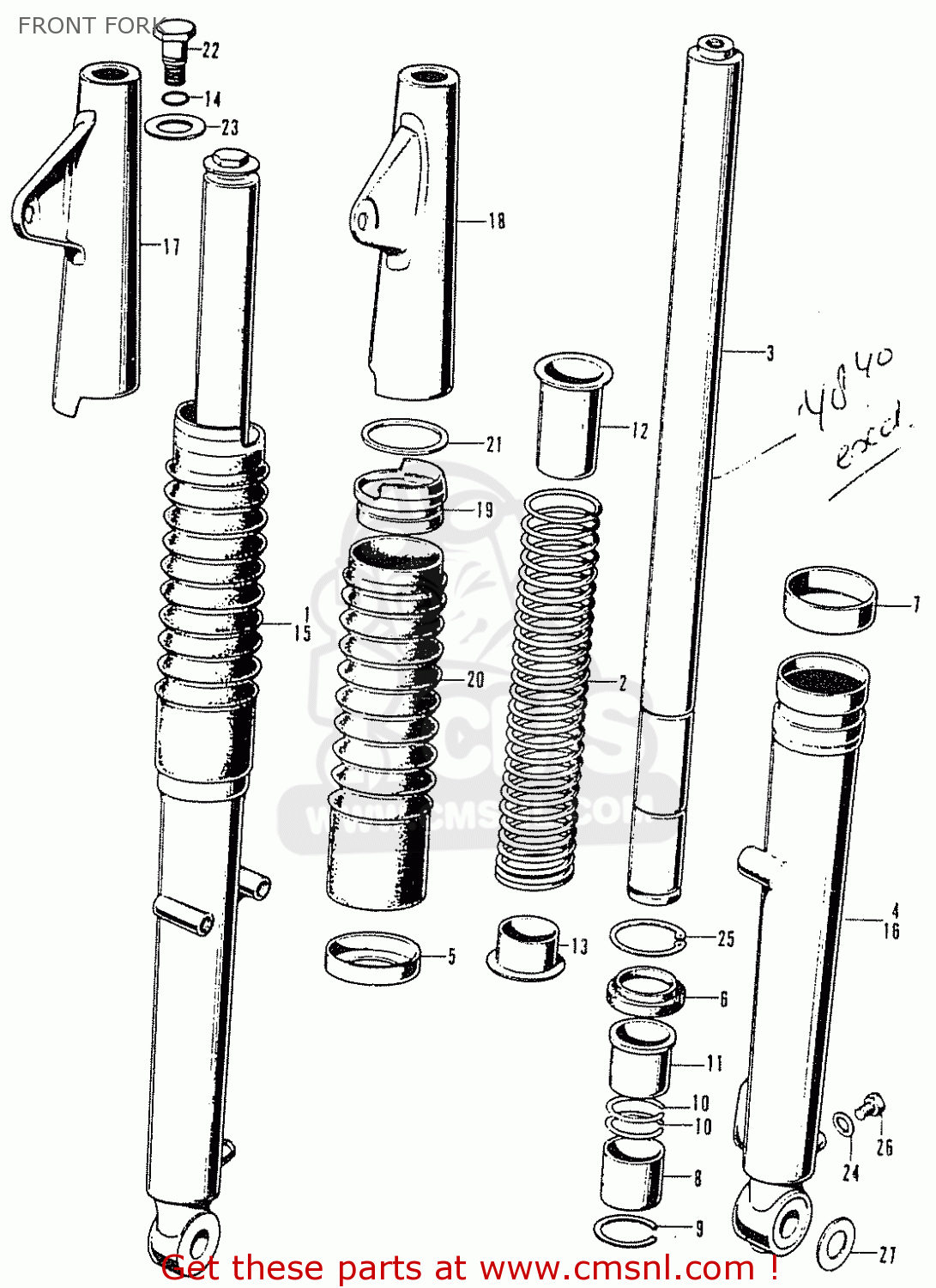 Honda CD50H 1971 THE NETHERLANDS FRONT FORK - buy FRONT FORK spares online