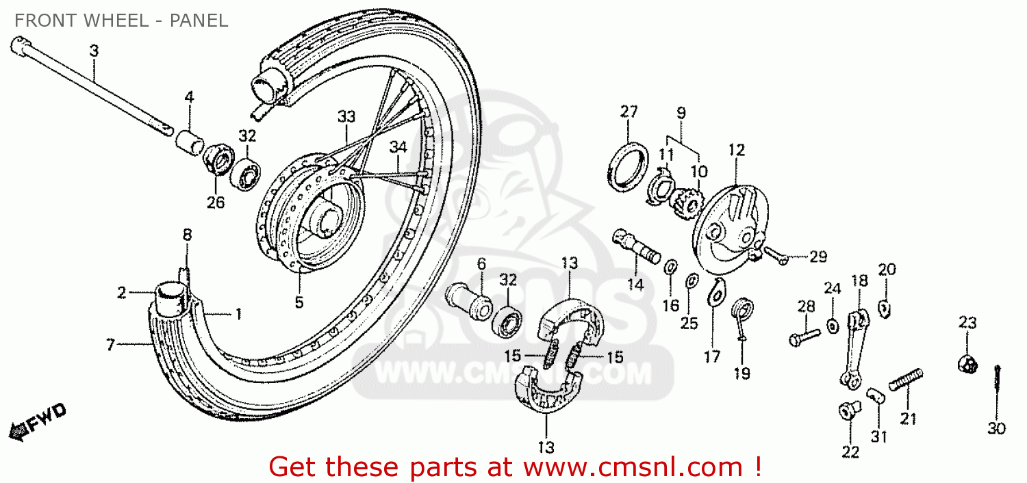 Honda CD50Z DENMARK FRONT WHEEL - PANEL - buy FRONT WHEEL - PANEL ...