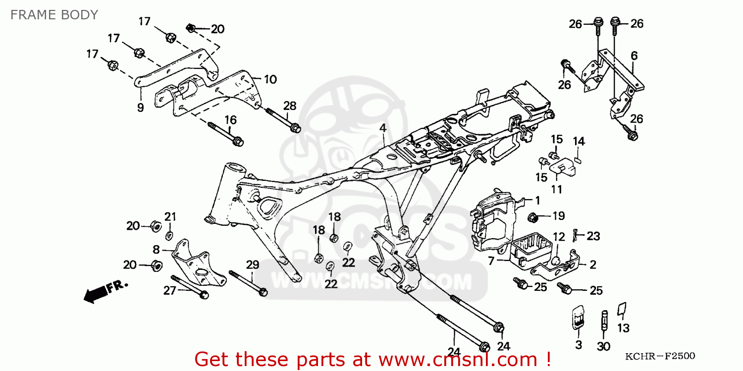Honda CG125 1995 (S) ENGLAND FRAME BODY - buy FRAME BODY spares online