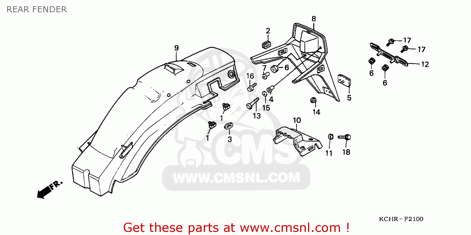 Honda CG125 1996 (T) ENGLAND REAR FENDER - buy REAR FENDER spares online