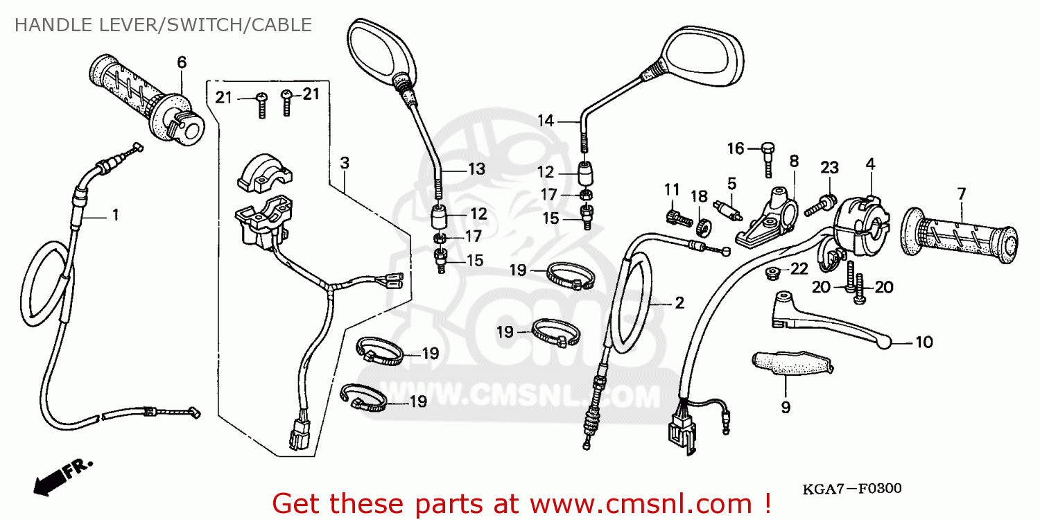 Honda CG125ES 2004 (4) ENGLAND HANDLE LEVER/SWITCH/CABLE - buy HANDLE ...