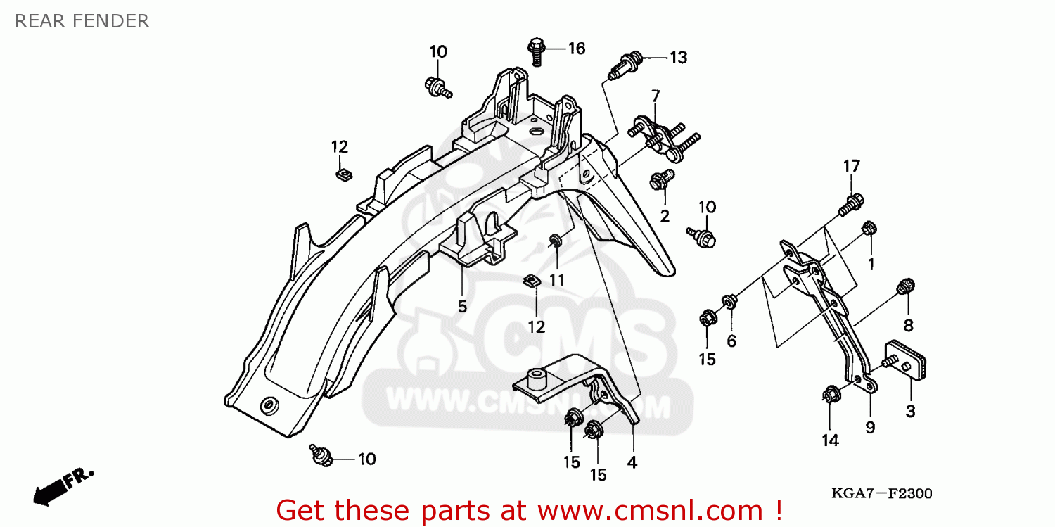 Honda CG125ES 2004 (4) ENGLAND REAR FENDER - buy REAR FENDER spares online