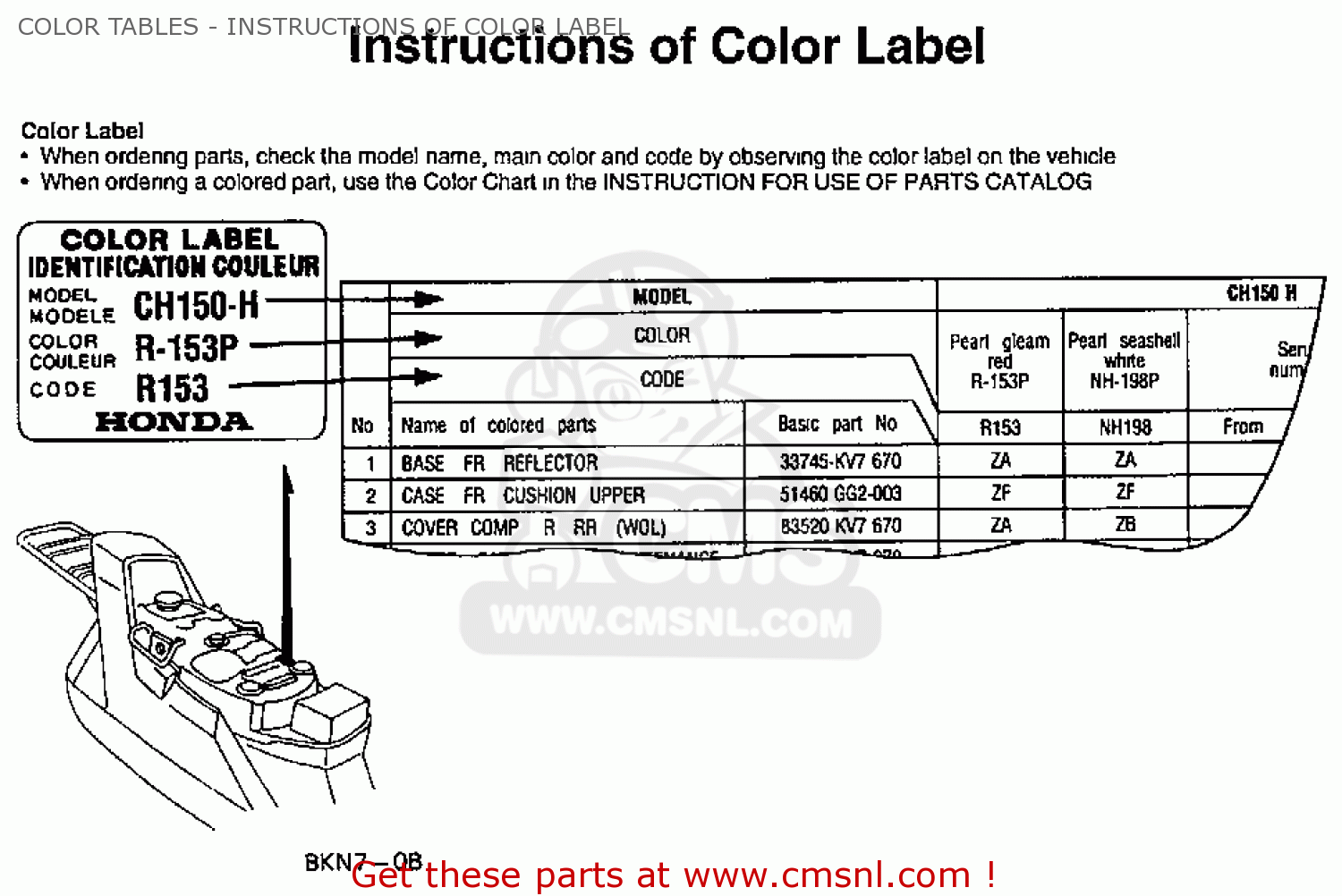 Honda CH150 ELITE 150 1987 (H) USA parts lists and schematics