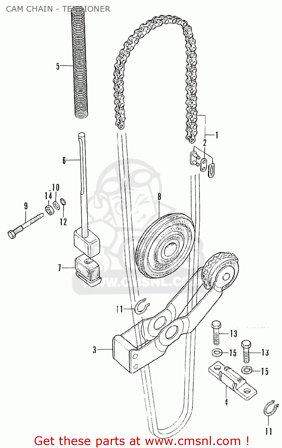 Honda CL175 SCRAMBLER 1971 K5 USA CAM CHAIN - TENSIONER - buy CAM CHAIN ...