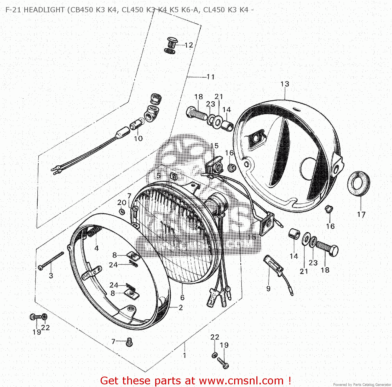 Honda CL450K6 U.S.A F-21 HEADLIGHT (CB450 K3 K4, CL450 K3 K4 K5 K6-A ...