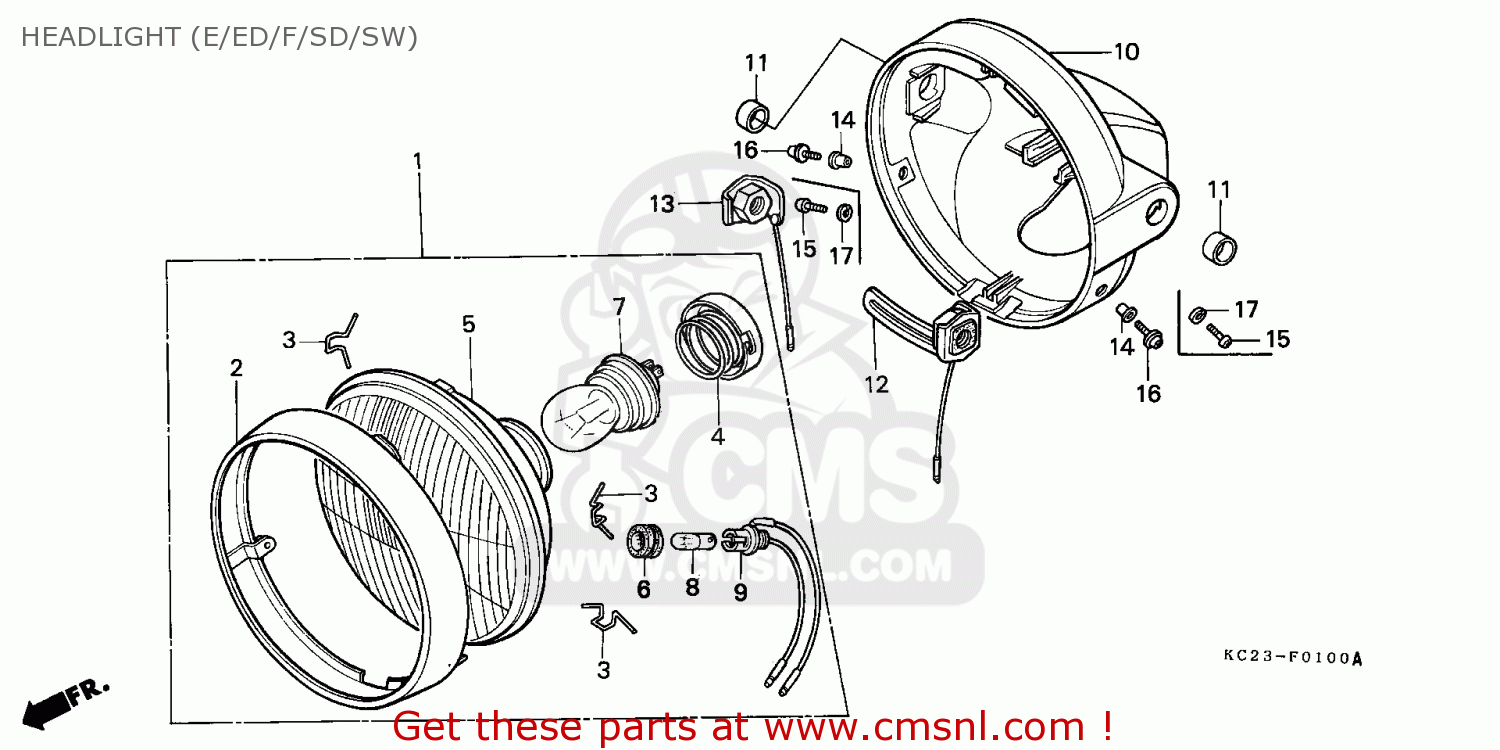 Honda CM125C CUSTOM 1988 (J) SWITZERLAND KPH HEADLIGHT (E/ED/F/SD/SW ...