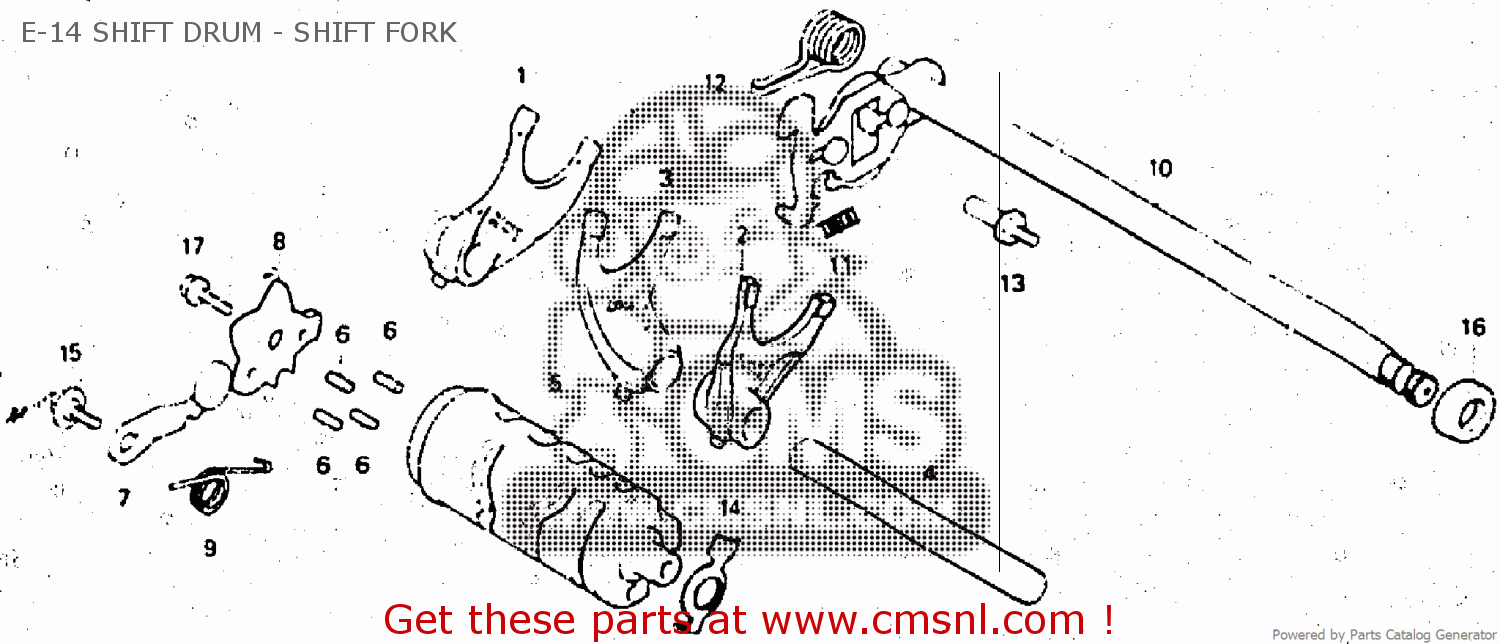 Honda CM250C 1982 (C) CANADA E-14 SHIFT DRUM - SHIFT FORK - buy E-14 ...