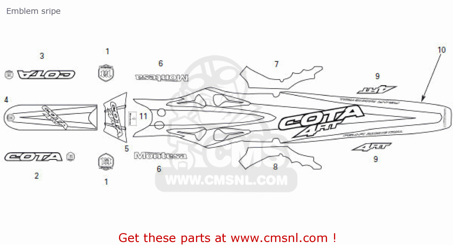 Honda COTA 4RT 2008 (8) Emblem sripe - buy Emblem sripe spares online