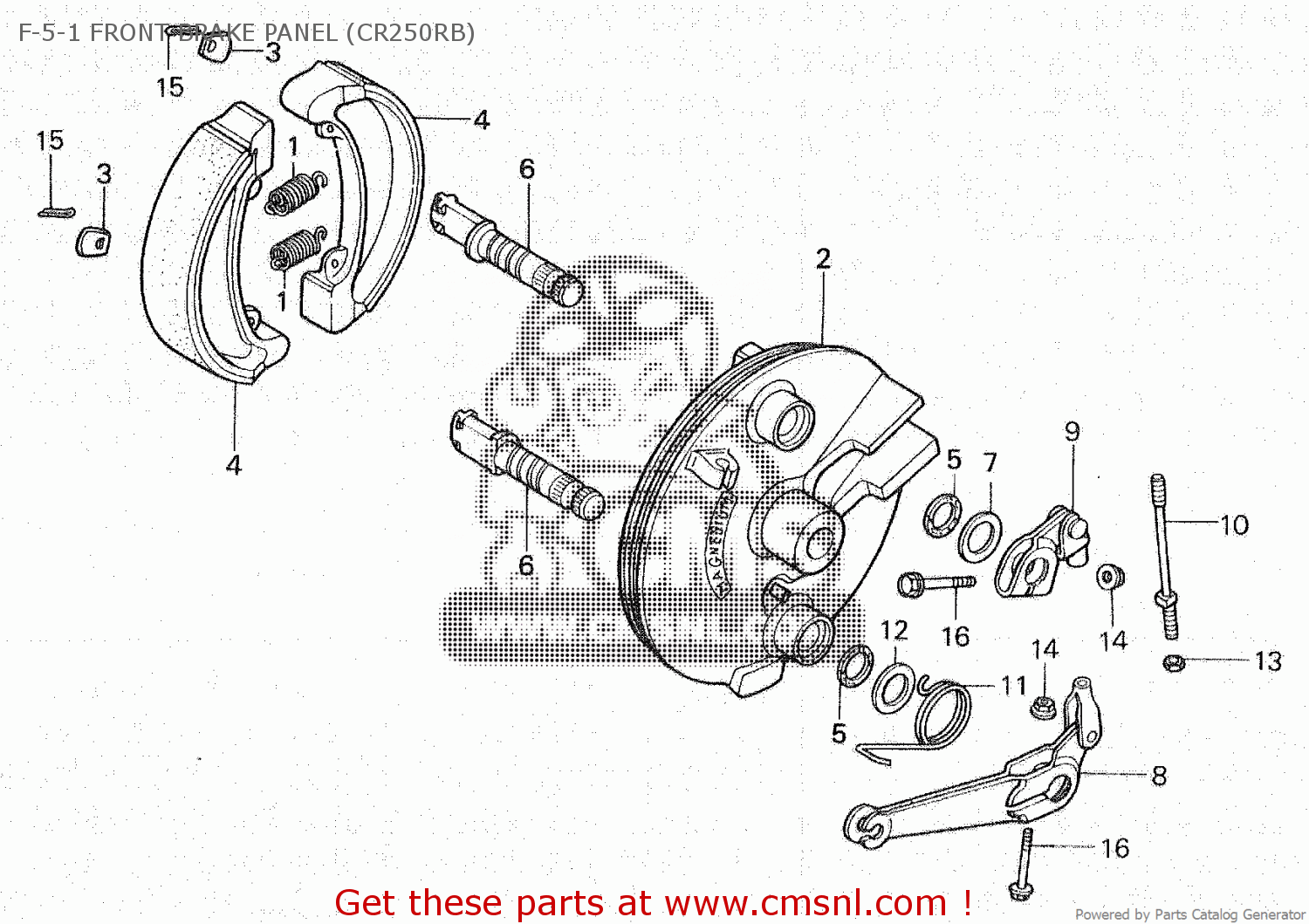Honda CR250R 1981 (B) F-5-1 FRONT BRAKE PANEL (CR250RB) - buy F-5-1 ...