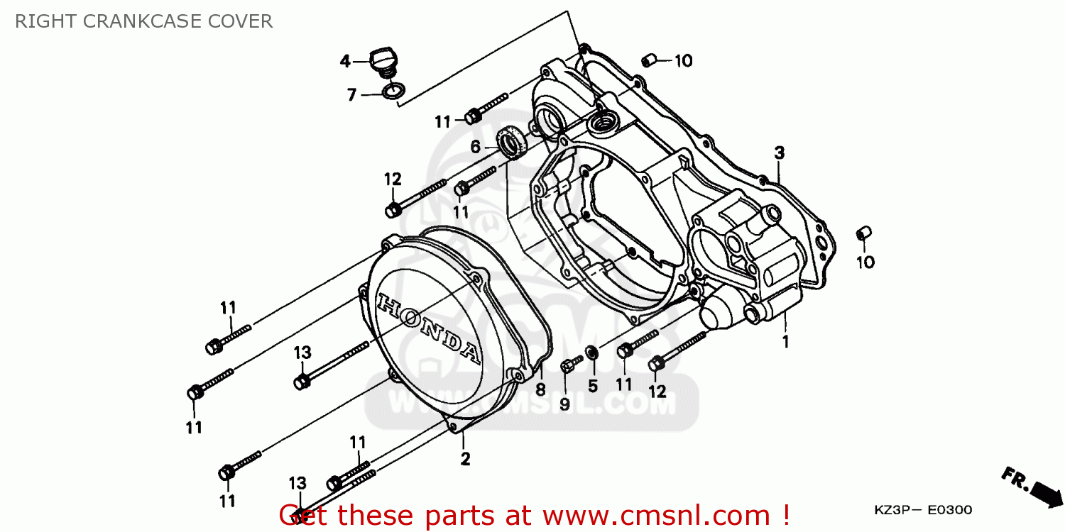 Honda CR250R 1999 (X) EUROPEAN DIRECT SALES CMF RIGHT CRANKCASE COVER - buy RIGHT CRANKCASE ...
