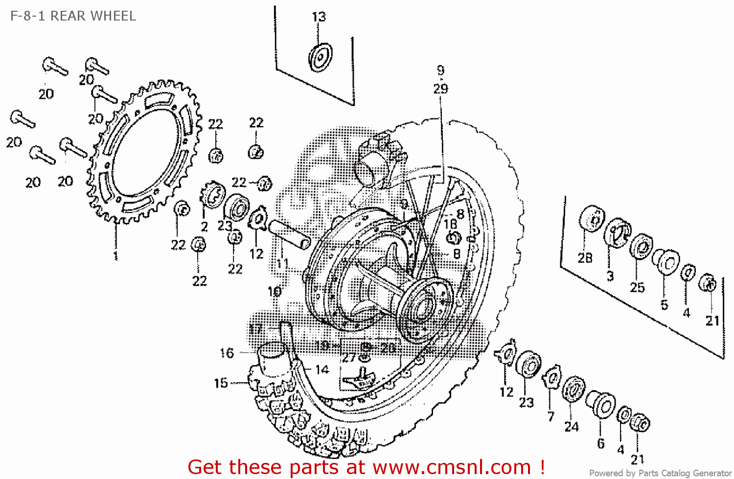 Honda CR480R 1982 (C) F-8-1 REAR WHEEL - buy F-8-1 REAR WHEEL spares online