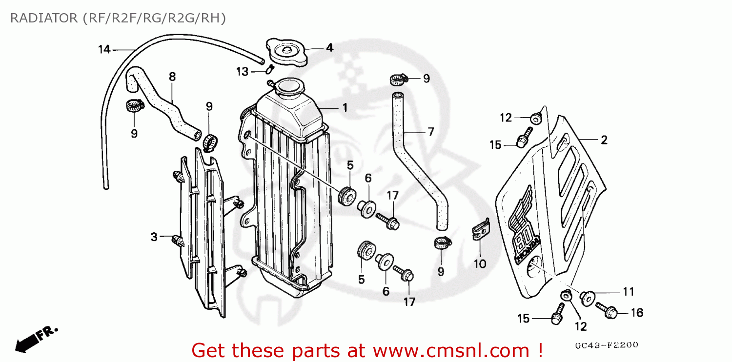 Honda CR80R 1985 (F) EUROPEAN DIRECT SALES RADIATOR (RF/R2F/RG/R2G/RH ...