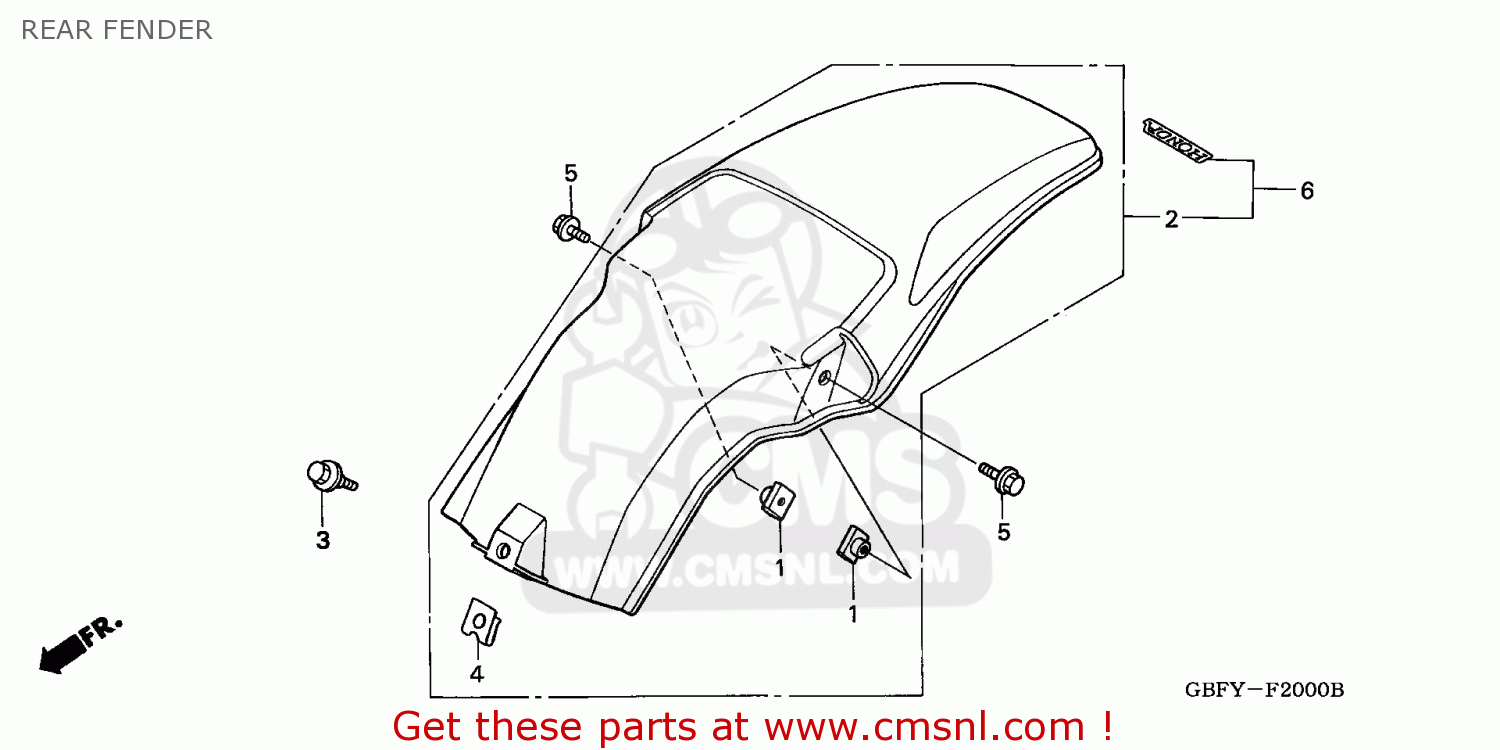 Honda CR80R 2001 (1) AUSTRALIA REAR FENDER - buy REAR FENDER spares online