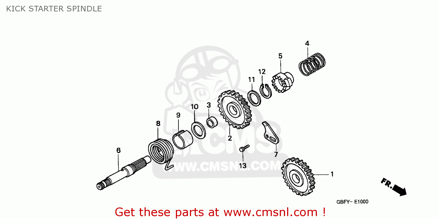 Honda CR80R 2002 (2) AUSTRALIA KICK STARTER SPINDLE - buy KICK STARTER ...