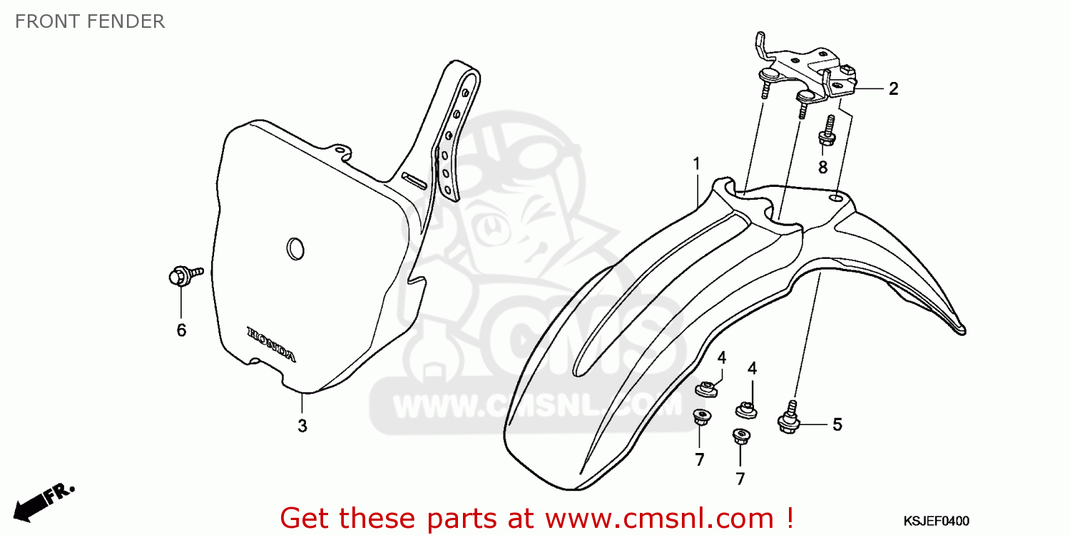 Honda CRF100F 2009 (9) AUSTRALIA FRONT FENDER - buy FRONT FENDER spares ...