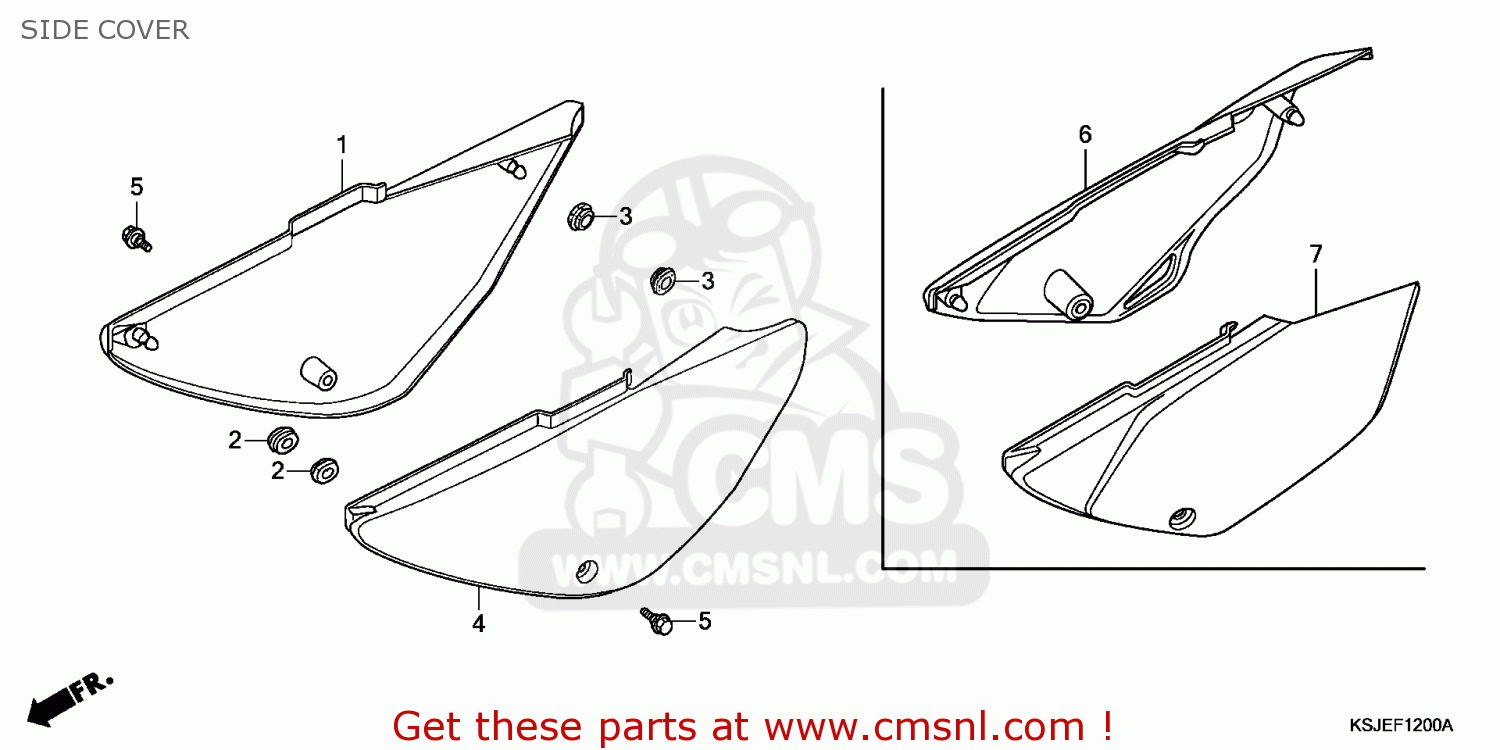 Honda CRF100F 2011 (B) AUSTRALIA SIDE COVER - buy SIDE COVER spares online
