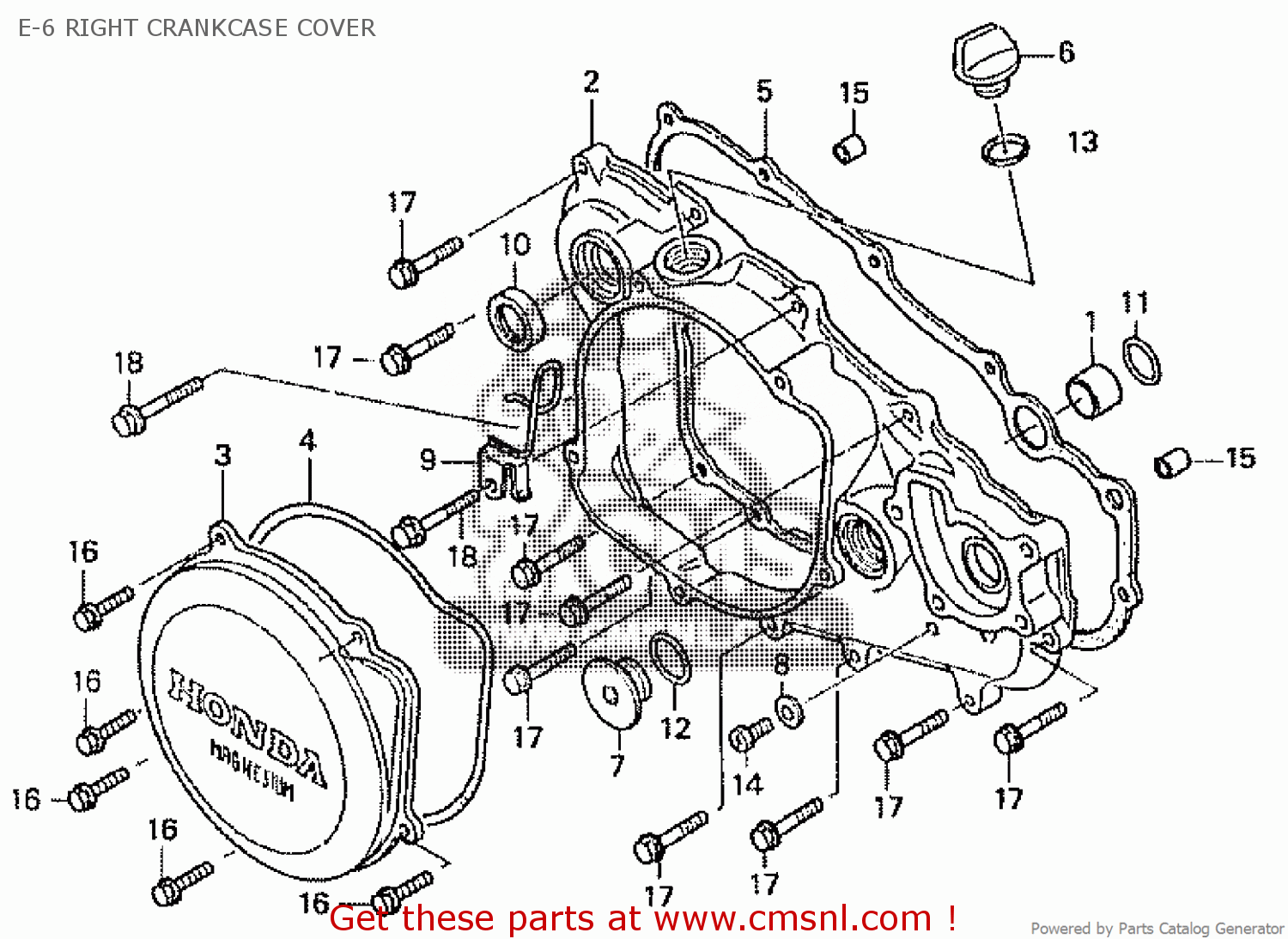 Honda CRF250X 2004 (4) AUSTRALIA E-6 RIGHT CRANKCASE COVER - buy E-6 ...