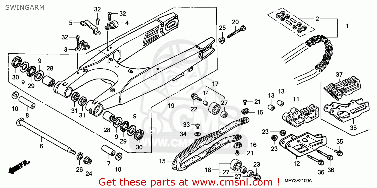 Honda CRF450X 2011 (B) EUROPEAN DIRECT SALES / TYPE 2 HB SWINGARM - buy ...
