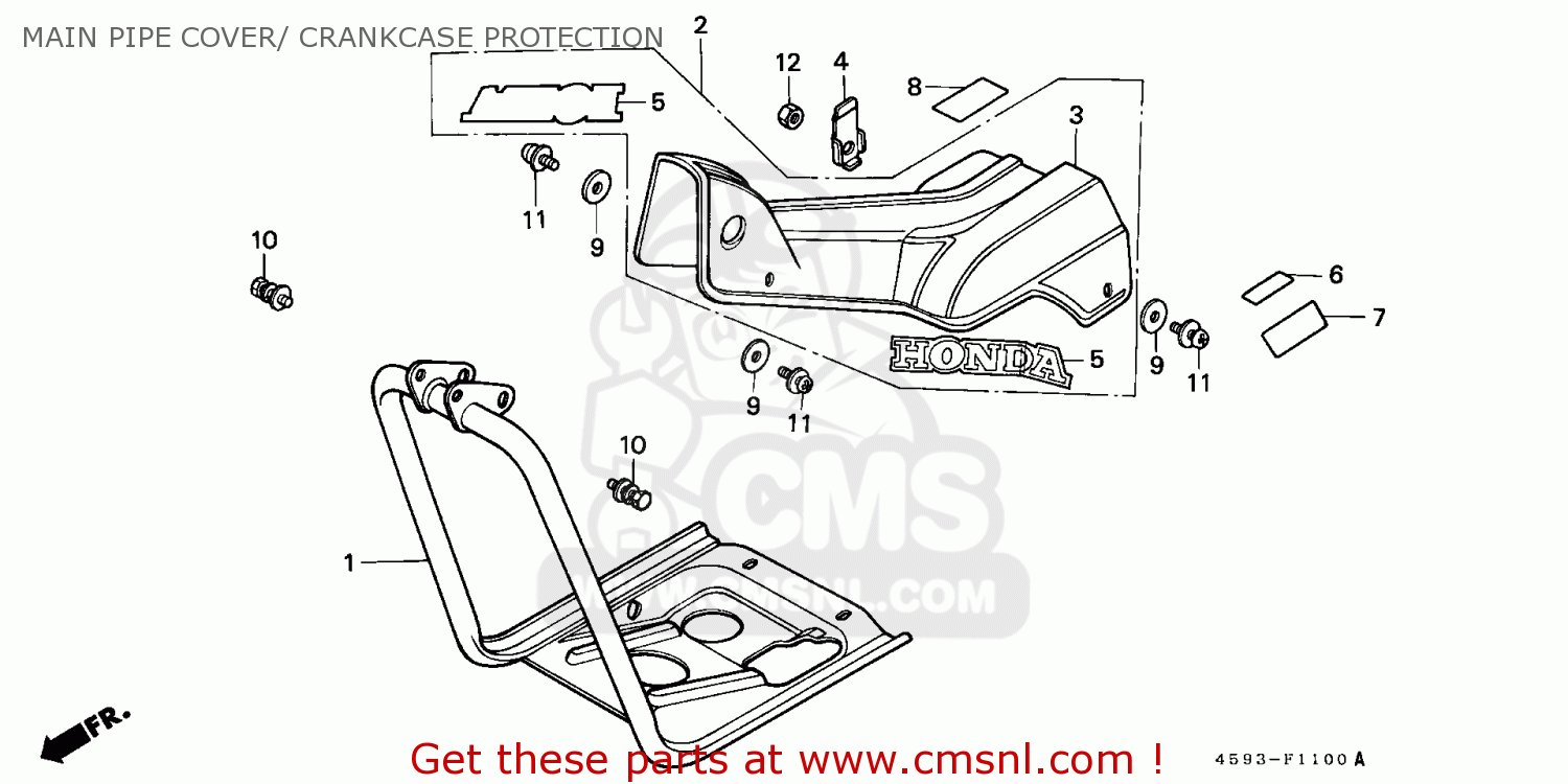 Honda CT110 1980 (A) GENERAL EXPORT / KPH MK MAIN PIPE COVER/ CRANKCASE ...