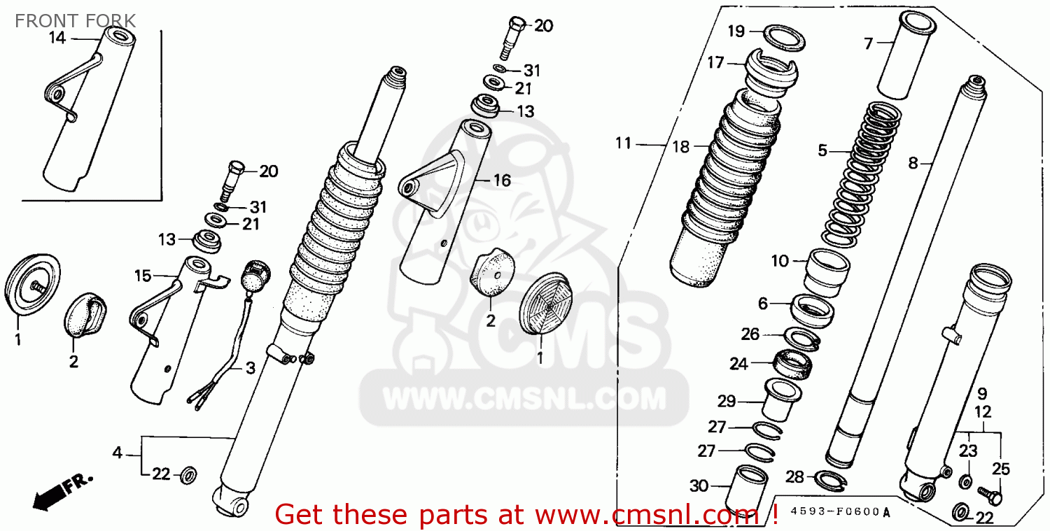 Honda CT110 1993 (P) GENERAL EXPORT / KPH FRONT FORK - buy FRONT FORK spares online