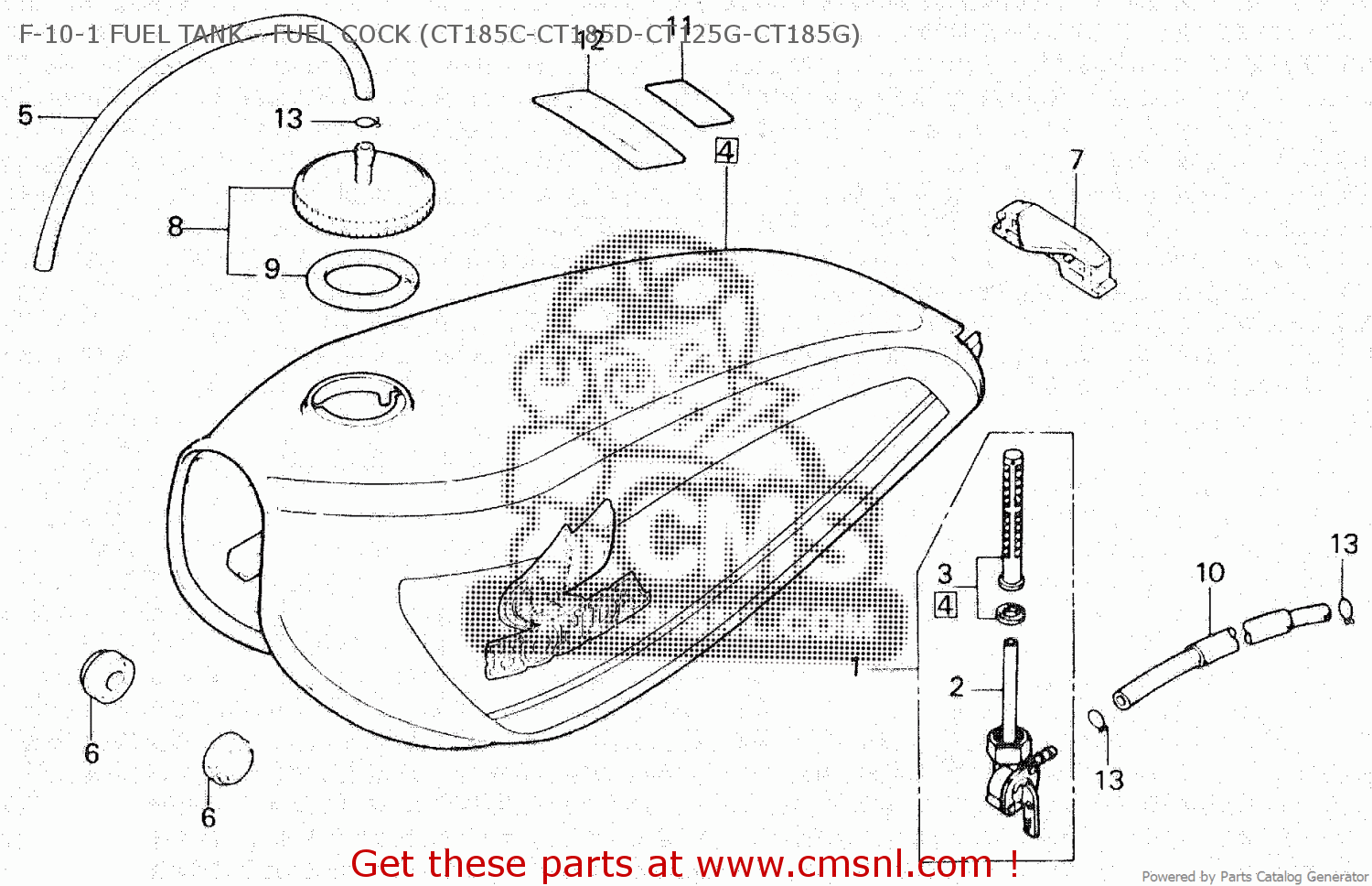 Honda CT125 1986 (G) AUSTRALIA F-10-1 FUEL TANK - FUEL COCK (CT185C ...