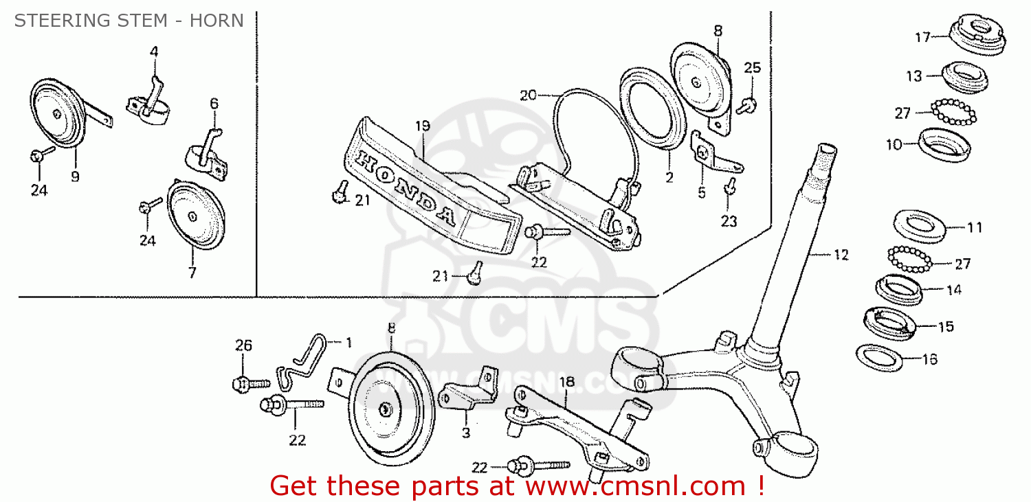 Honda CX500 1980 (A) GERMANY / 27PS STEERING STEM - HORN - buy STEERING ...