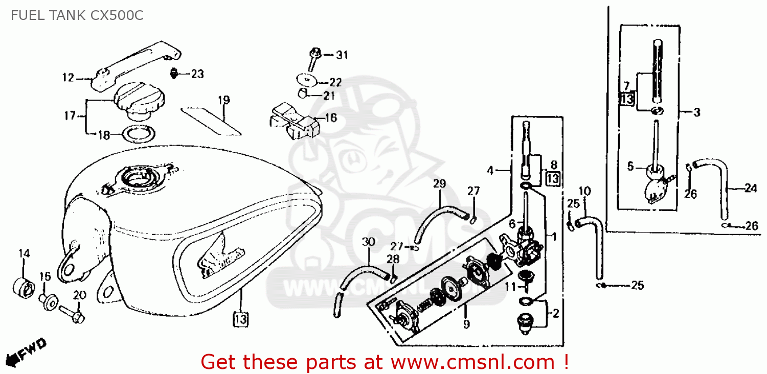 Honda CX500C CUSTOM 1981 (B) USA FUEL TANK CX500C - buy FUEL TANK ...
