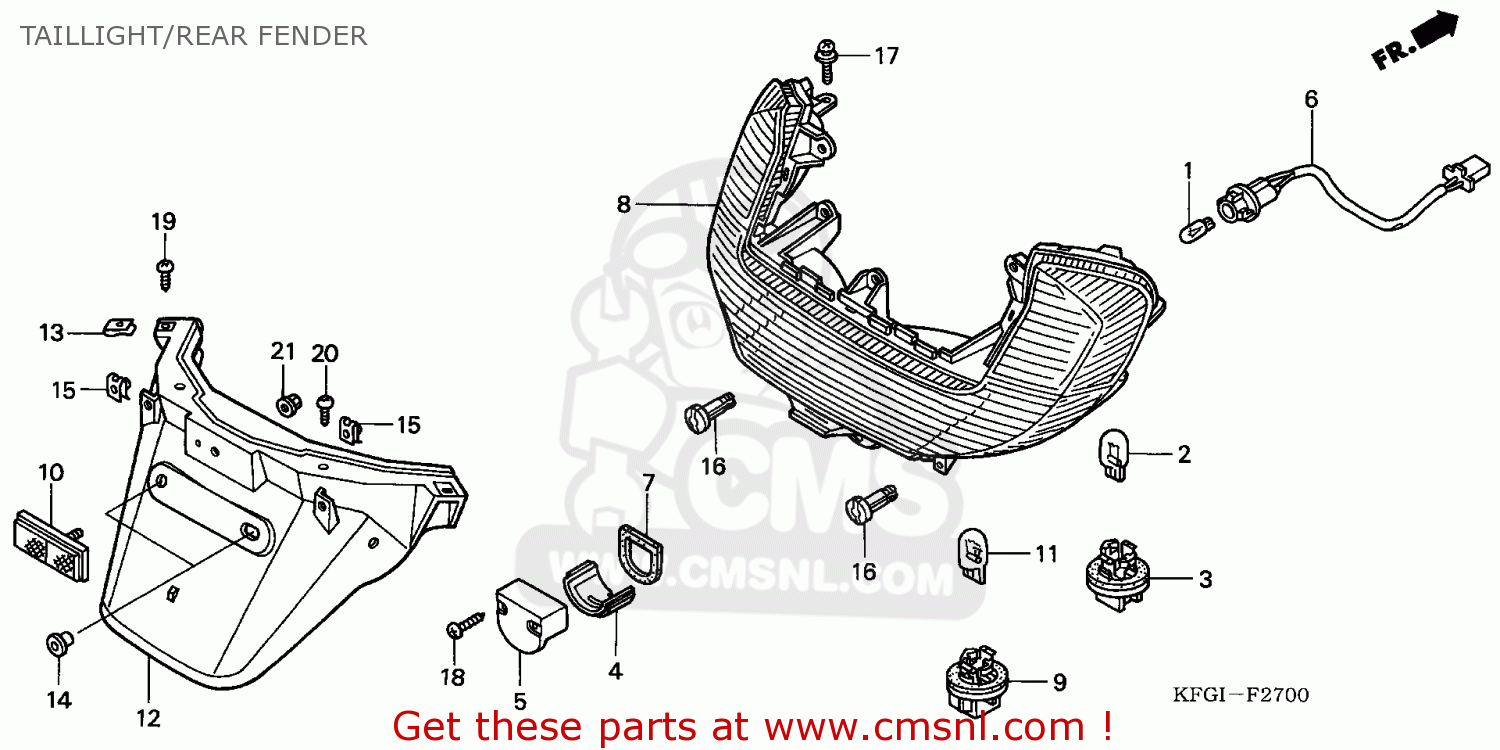 Honda FES250 FORESIGHT 2002 (2) FRANCE TAILLIGHT/REAR FENDER - buy ...