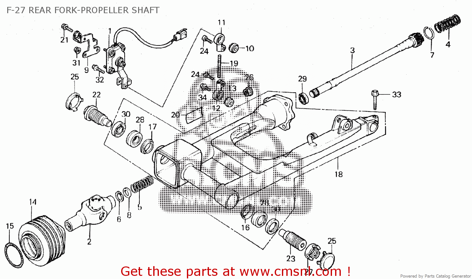 Honda GL1200A GOLDWING ASPENCADE 1985 (F) F-27 REAR FORK-PROPELLER ...