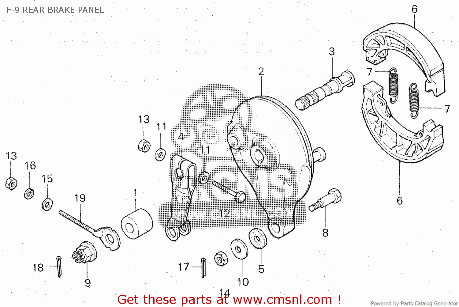 Honda MB100 1980 (A) GENERAL EXPORT KPH ENGLAND F-9 REAR BRAKE PANEL ...