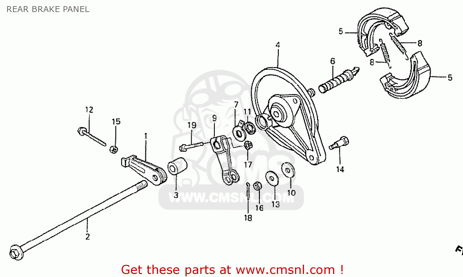 Honda MTX50S 1984 (E) GERMANY REAR BRAKE PANEL - buy REAR BRAKE PANEL ...