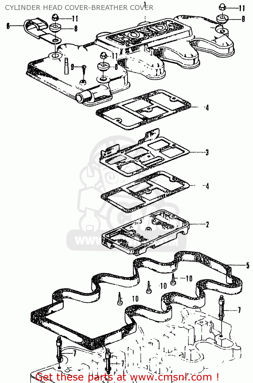 Honda N1300 COUPE 77 7 SERIES (KU KT KQ) CYLINDER HEAD COVER-BREATHER ...