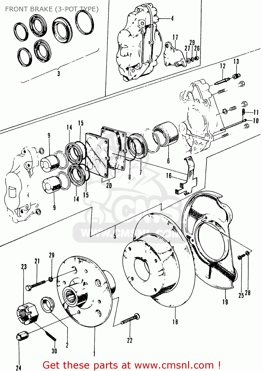 Honda N1300 COUPE 77 7 SERIES (KU KT KQ) FRONT BRAKE (3-POT TYPE) - buy ...