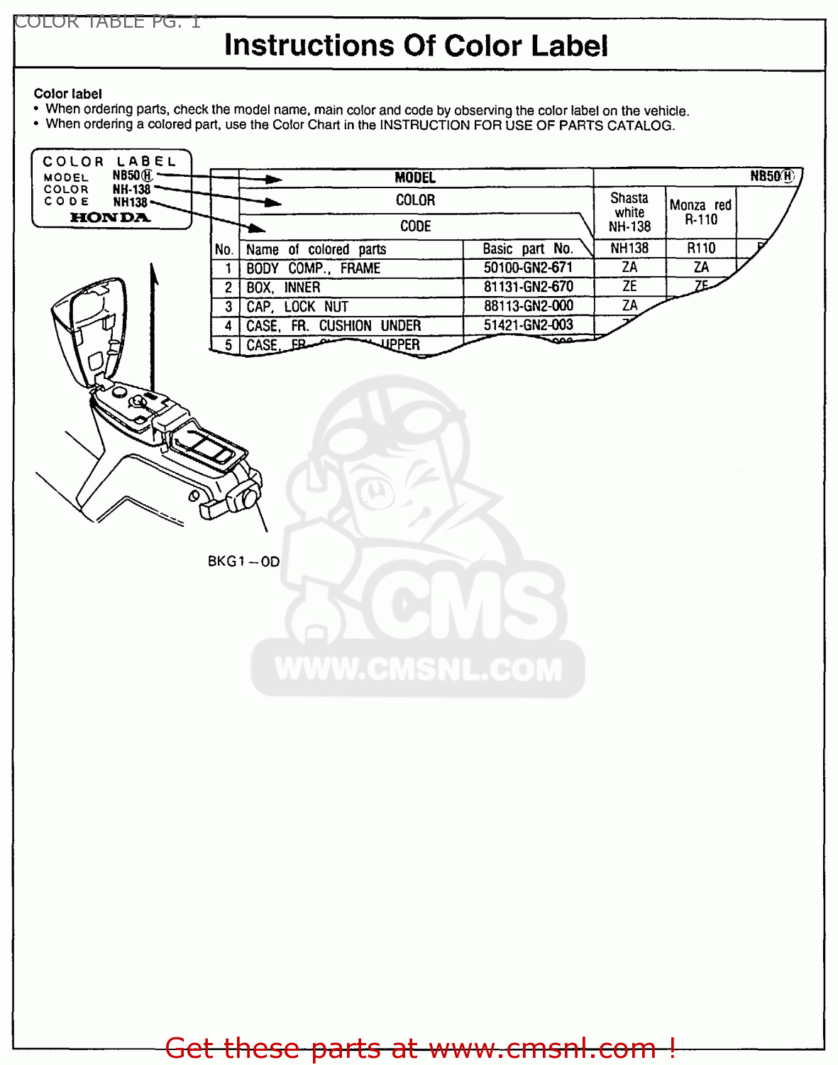 Honda Honda NB50 AERO 50 1987 (H) USA parts lists and schematics