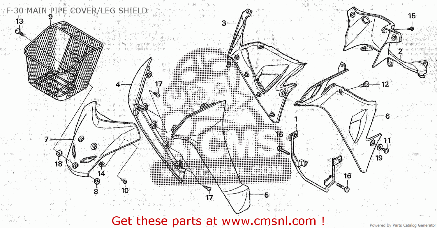 Honda NF100T WAVE 1994 (R) F-30 MAIN PIPE COVER/LEG SHIELD - buy F-30 ...