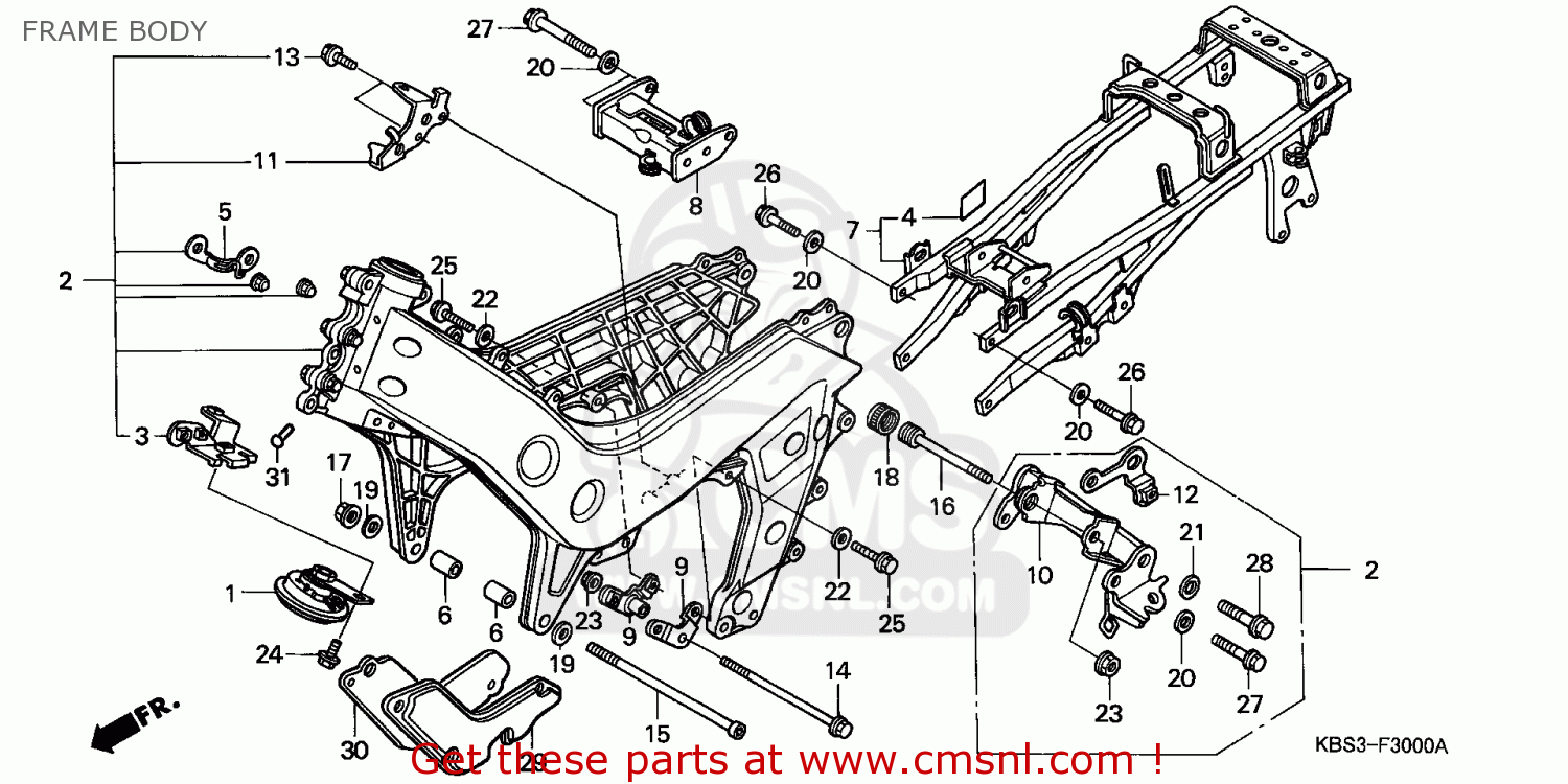 Honda NSR125R NS125F 1993 (P) ITALY FRANCE FRAME BODY - buy FRAME BODY ...