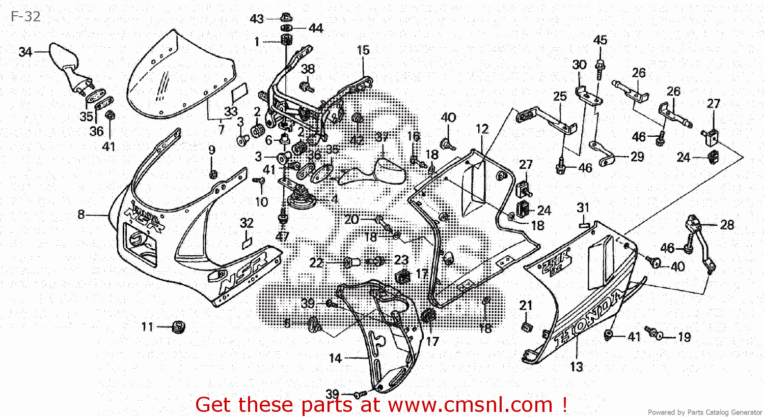 Honda NSR250R 1986 (G) JAPAN MC16-100 parts lists and schematics